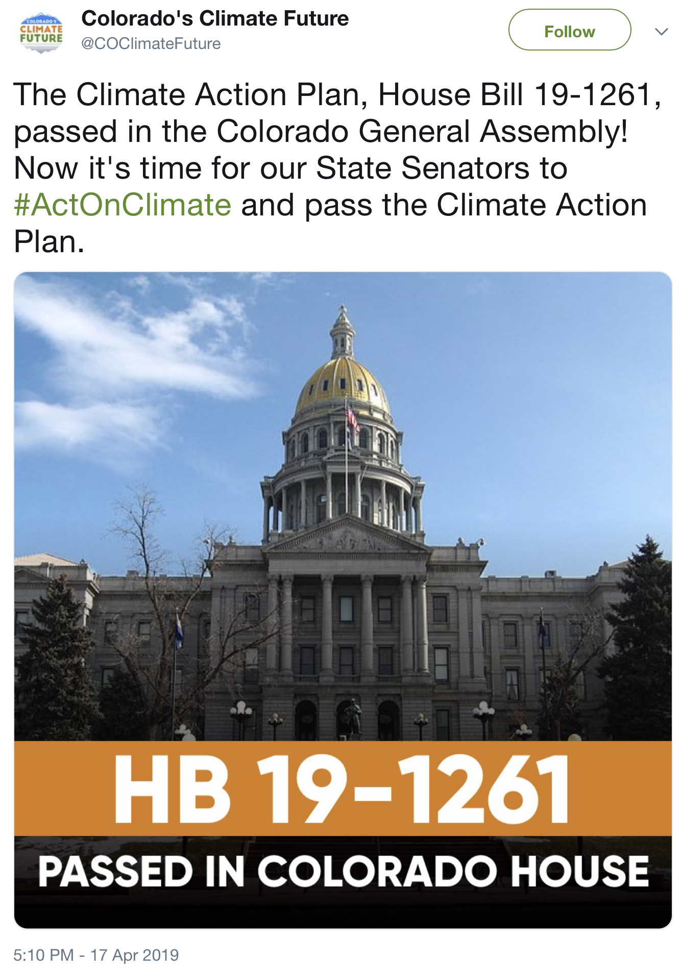2019 #COleg: HB19-1261 (Climate Action Plan To Reduce Pollution) passed ...
