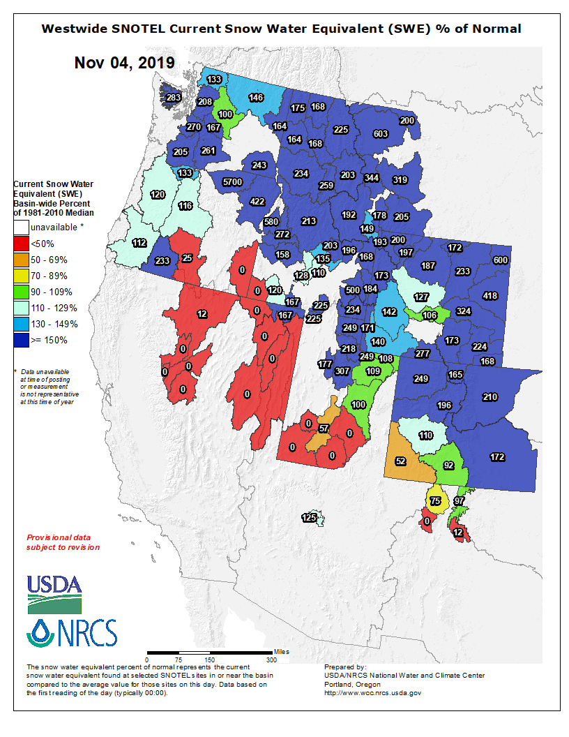 #Snowpack news: Early SWE percentages look good for most of #Colorado ...