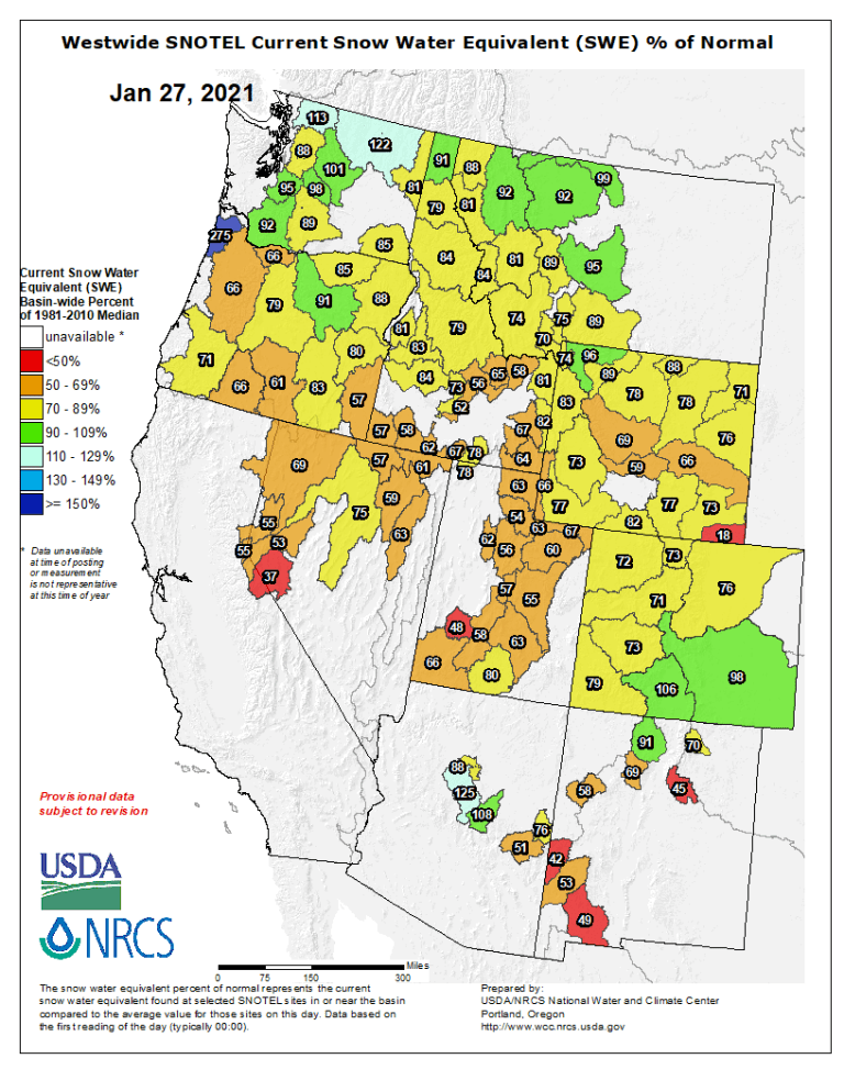 #Snowpack news (January 27, 2021): Upper #ColoradoRiver Basin gets a ...
