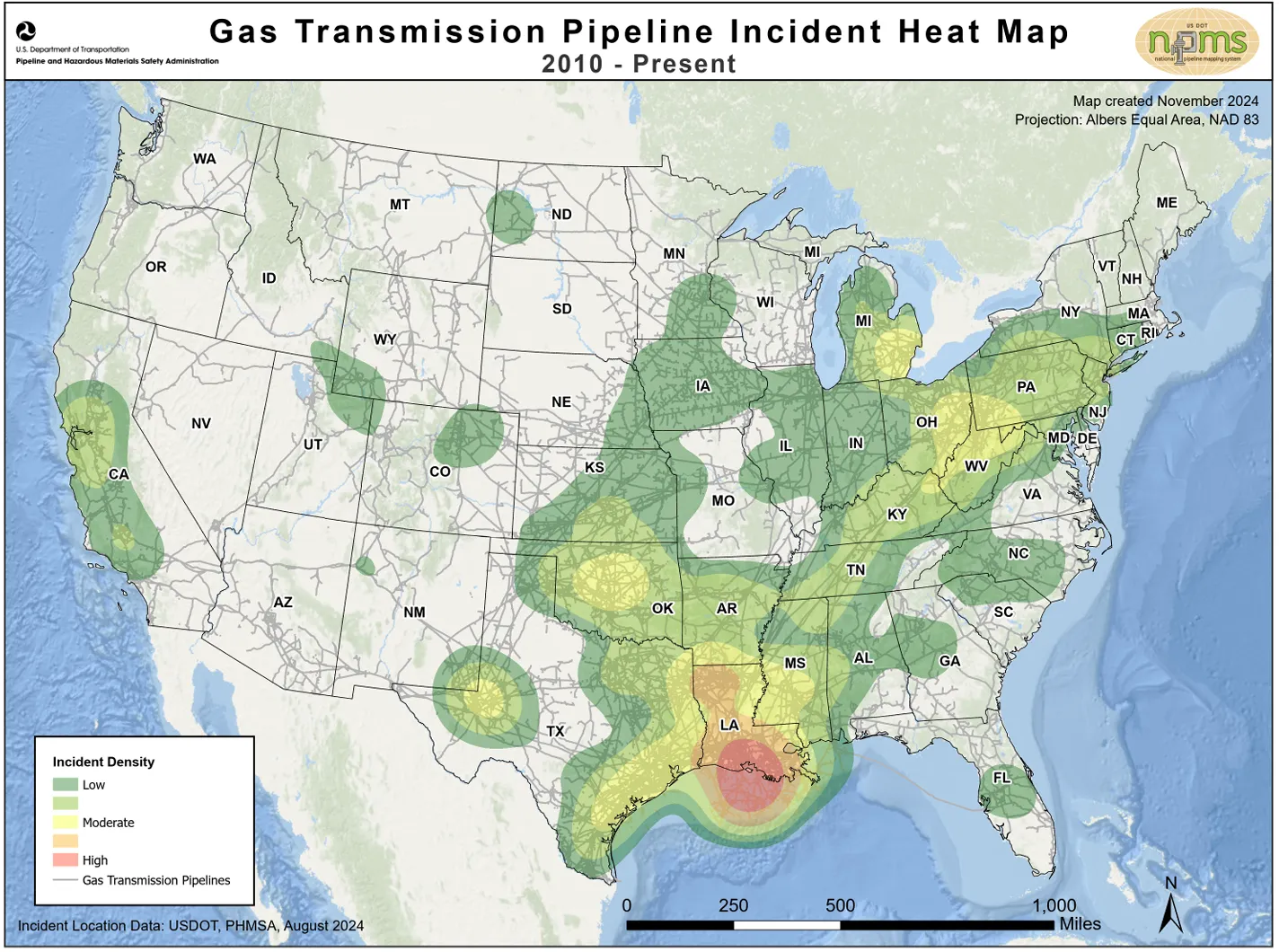 gas transmission pipeine incident heat map landdesk – Coyote Gulch