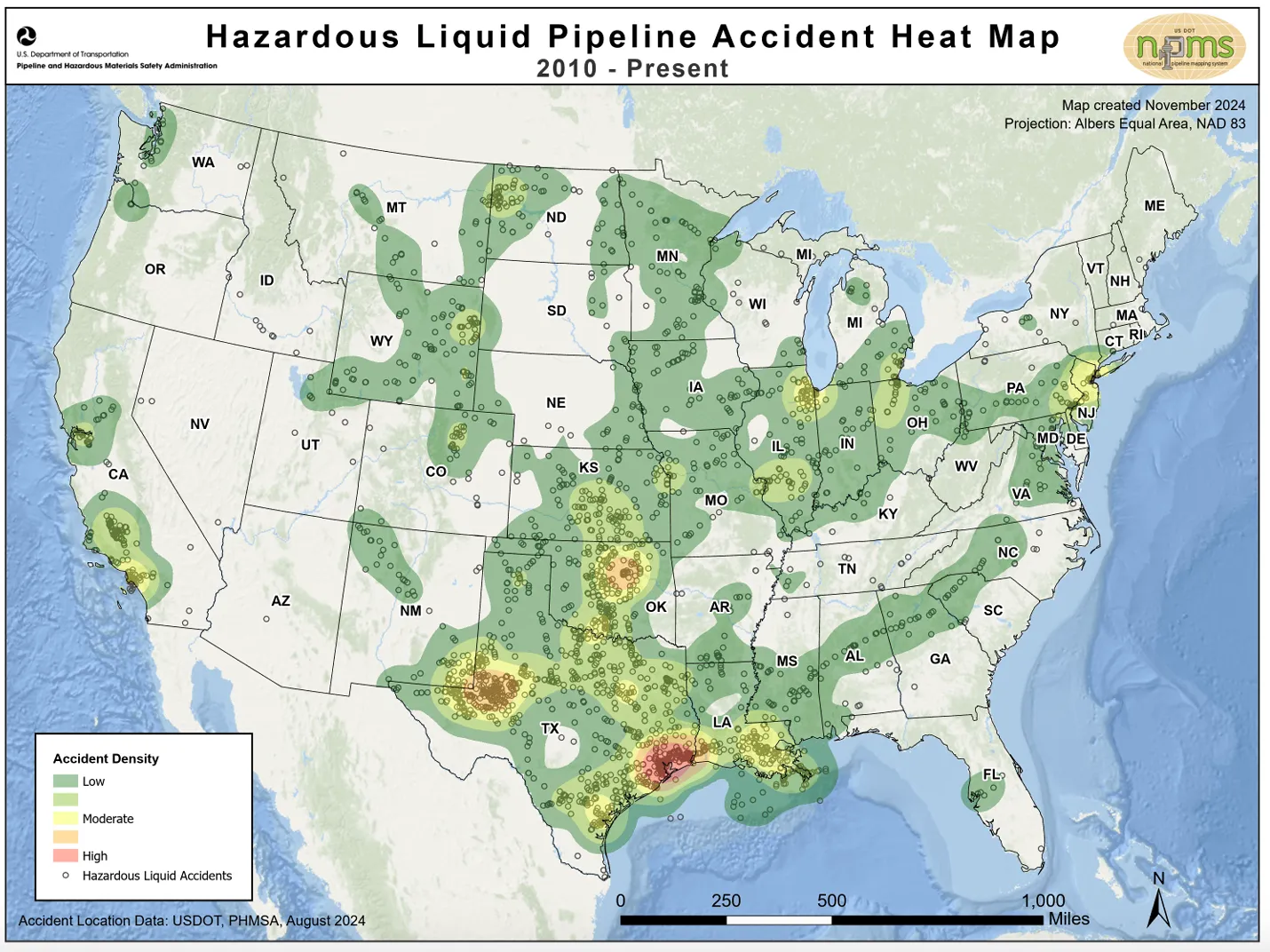 hazardous liquid pipeline accident heat map landdesk – Coyote Gulch